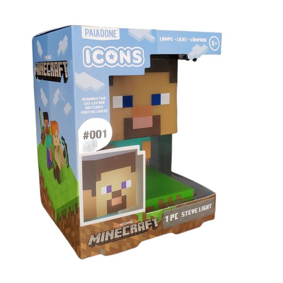 Minecraft | Accessories | Minecraft Icons Steve Night Light Lamp 3d ...